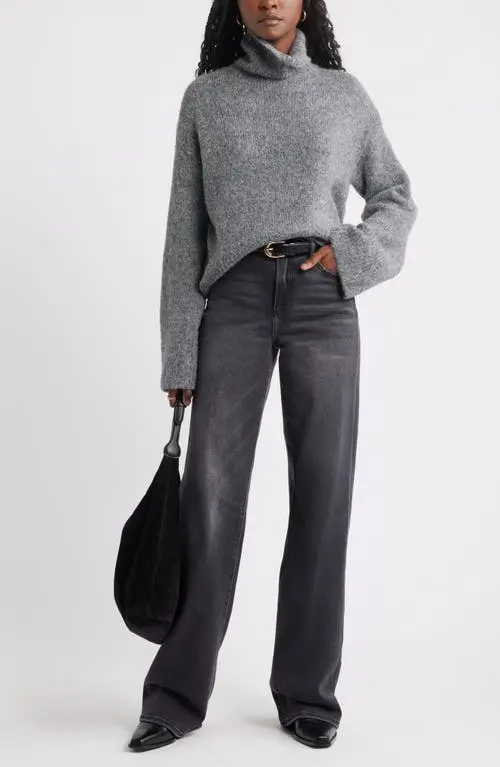 Treasure & Bond Fuzzy Turtleneck Sweater - Grey