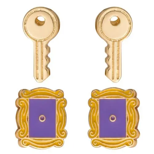 FRIENDS Peephole Frame And Key Stud Earring Set