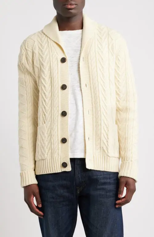 SCHOTT Wool-blend Fisherman Cardigan - Off White