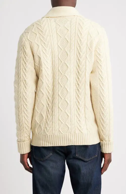 SCHOTT Wool-blend Fisherman Cardigan - Off White