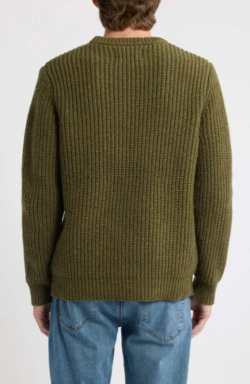 SCHOTT Donegal Tweed Wool Blend Crewneck Sweater - Olive