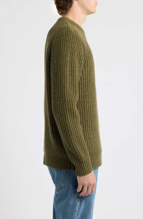 SCHOTT Donegal Tweed Wool Blend Crewneck Sweater - Olive