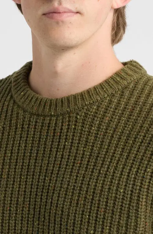 SCHOTT Donegal Tweed Wool Blend Crewneck Sweater - Olive