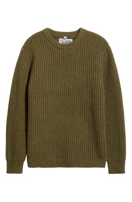 SCHOTT Donegal Tweed Wool Blend Crewneck Sweater - Olive