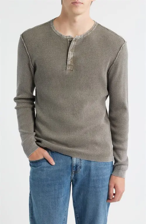 SCHOTT Stonewash Cotton Henley Sweater - Olive