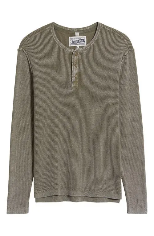 SCHOTT Stonewash Cotton Henley Sweater - Olive