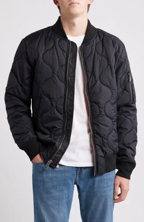 SCHOTT Dumbbell Quilted Ma-1 Ripstop Nylon Bomber Jacket - Black