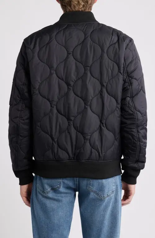 SCHOTT Dumbbell Quilted Ma-1 Ripstop Nylon Bomber Jacket - Black