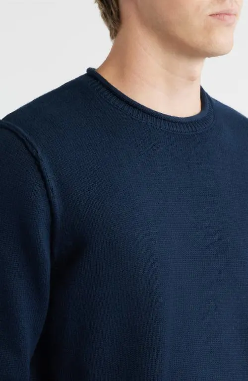 SCHOTT Lightweight Cotton Crewneck Sweater - Navy