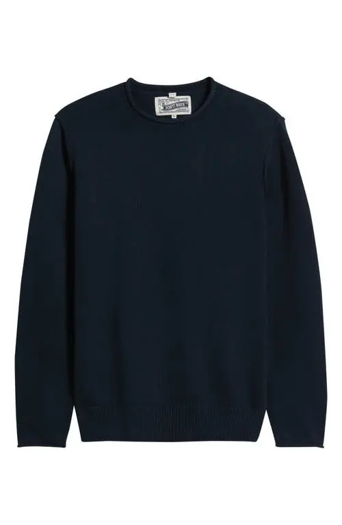 SCHOTT Lightweight Cotton Crewneck Sweater - Navy