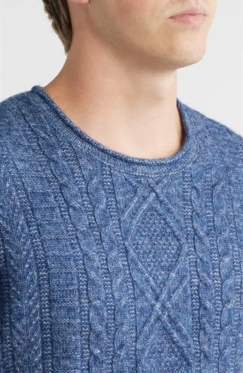 SCHOTT Tri-blend Fisherman Sweater - Navy
