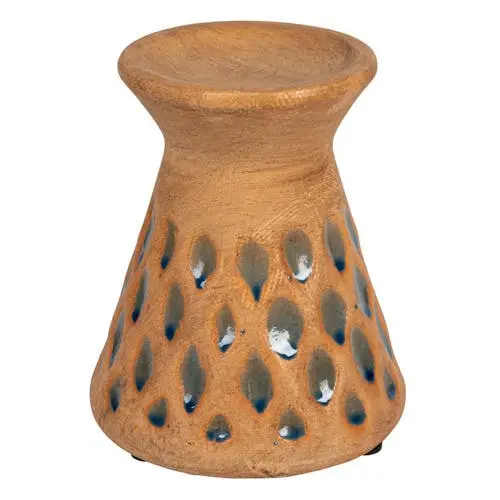 STORIED HOME 6.5 Inches Debossed Terra-cotta Candle Pillar Holder For 3 Inches Pillar - Terracotta