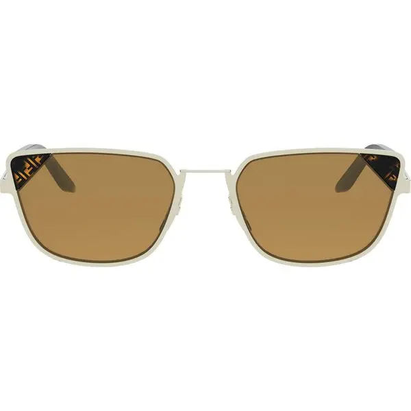 Fendi Signature Rectangular Sunglasses - Gold/roviex