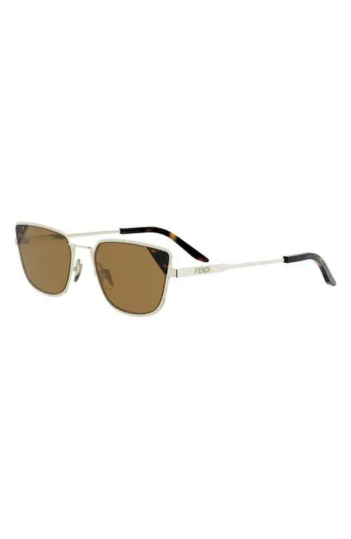 Fendi Signature Rectangular Sunglasses - Gold/roviex