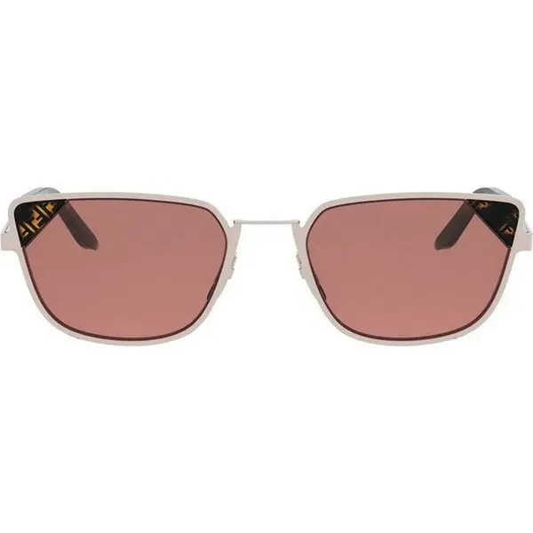 Fendi Signature Rectangular Sunglasses - Shiny Rose Gold/violet