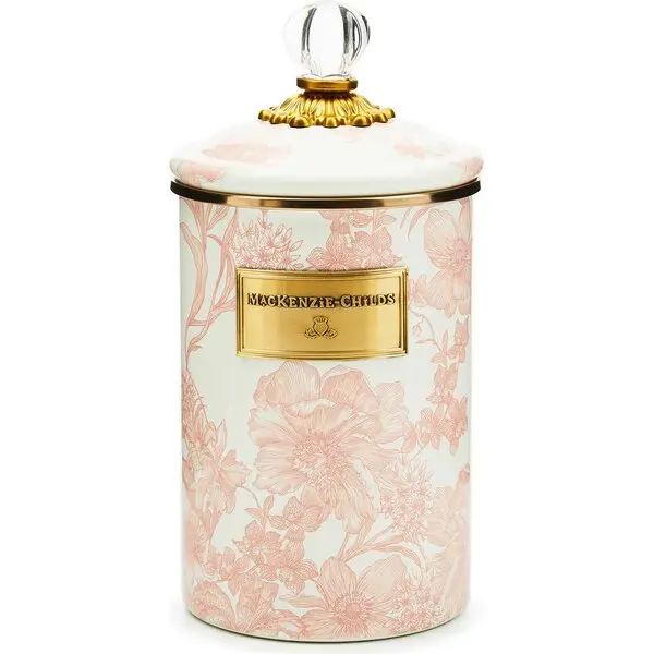 MACKENZIE-CHILDS English Garden Large Enameled Steel Canister - Rosy