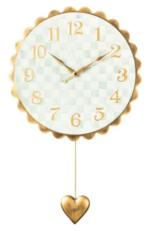 MACKENZIE-CHILDS Check Heart Pendant Wall Clock - Sterling