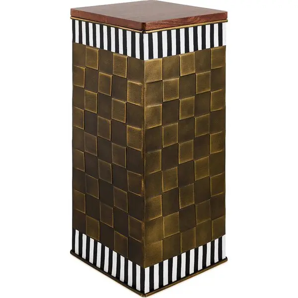 MACKENZIE-CHILDS Courtly Stripe Tall Storage Bin - Brass