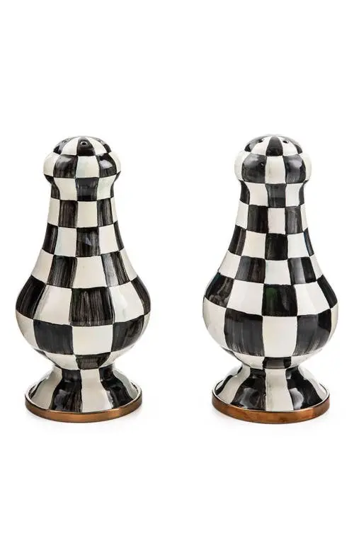 MACKENZIE-CHILDS Check® Enamel Large Salt & Pepper Shaker Set - Courtly