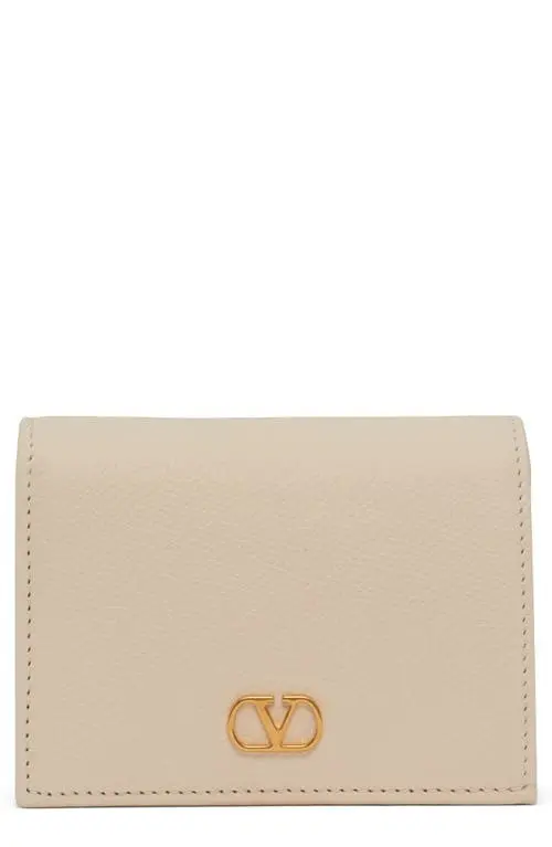 Valentino Garavani Vlogo Signature Leather Wallet - Light Ivory