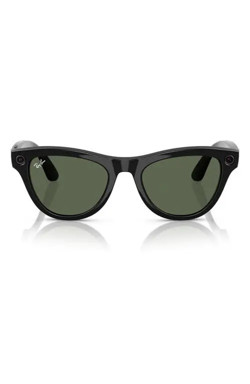 Ray-ban Meta Skyler 52mm Cat Eye Ai Sunglasses - Shiny Black Green