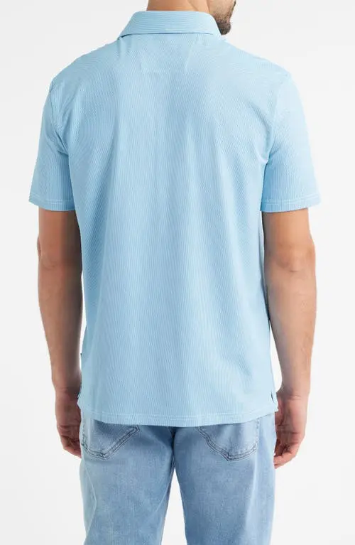 Stone Rose Bird's Eye Print Techno Stretch Performance Golf Polo - Aqua