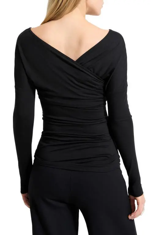 MARCELLA Jisoo Ruched Surplice Neck Jersey Top