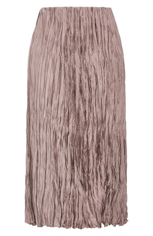 City Chic Imogen Pleated Crinkle Midi Skirt - Mink