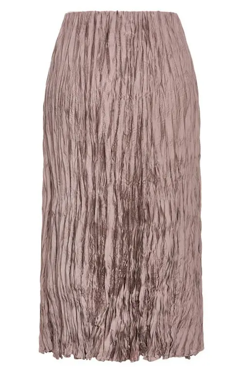 City Chic Imogen Pleated Crinkle Midi Skirt - Mink
