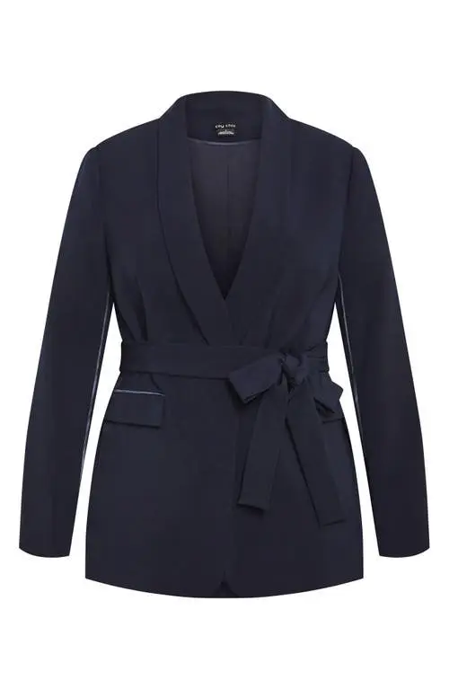 City Chic Soraya Belted Jacket - Navy