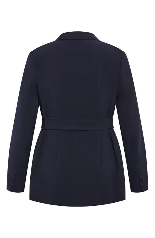 City Chic Soraya Belted Jacket - Navy