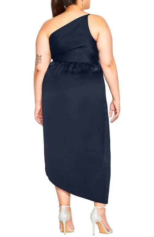 City Chic One-shoulder Maxi Dress - Navy