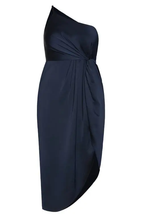 City Chic One-shoulder Maxi Dress - Navy