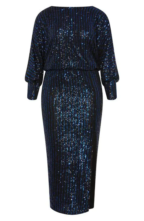 City Chic Galilea Sequin Long Sleeve Gown