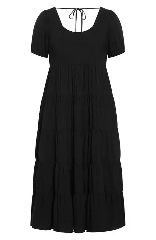 City Chic Mila Short Sleeve Maxi Dress - Black