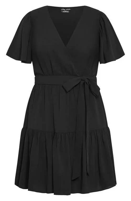 City Chic Catherine Faux-wrap Mini Dress