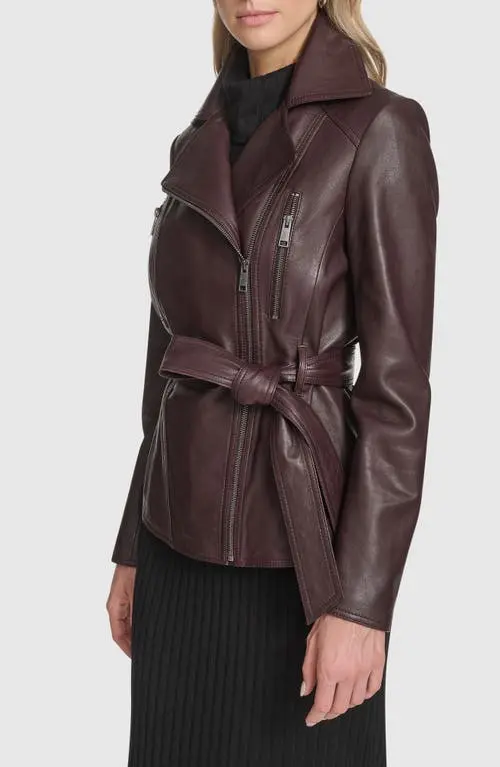 Andrew Marc Violet Leather Trench Jacket - Port