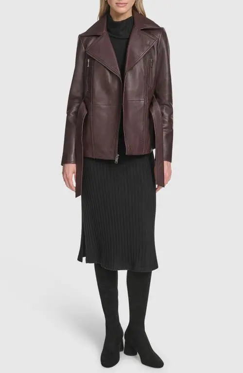 Andrew Marc Violet Leather Trench Jacket - Port