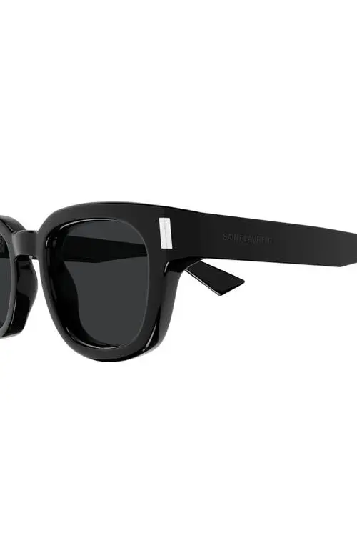 Saint Laurent 49mm Round Sunglasses - Black