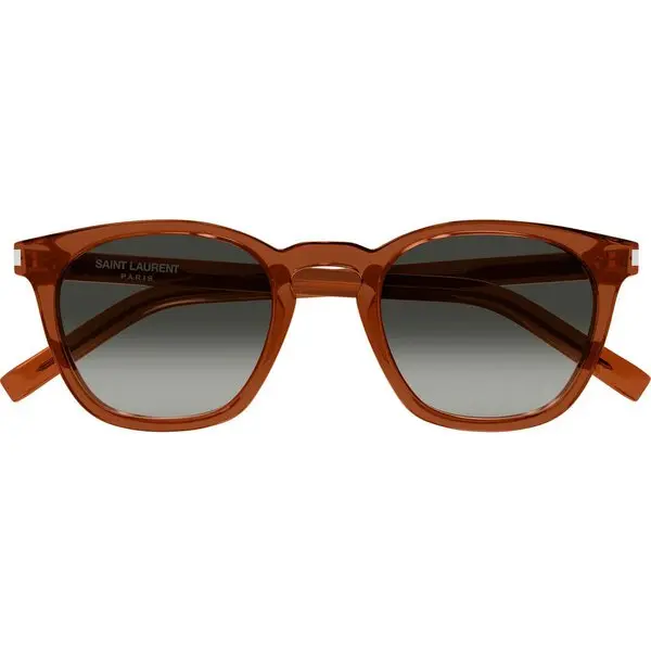 Saint Laurent 49mm Round Sunglasses - Brown