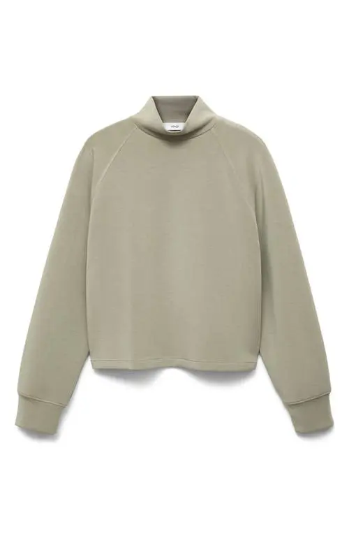 Mango Mock Neck Sweatshirt - Khaki Green