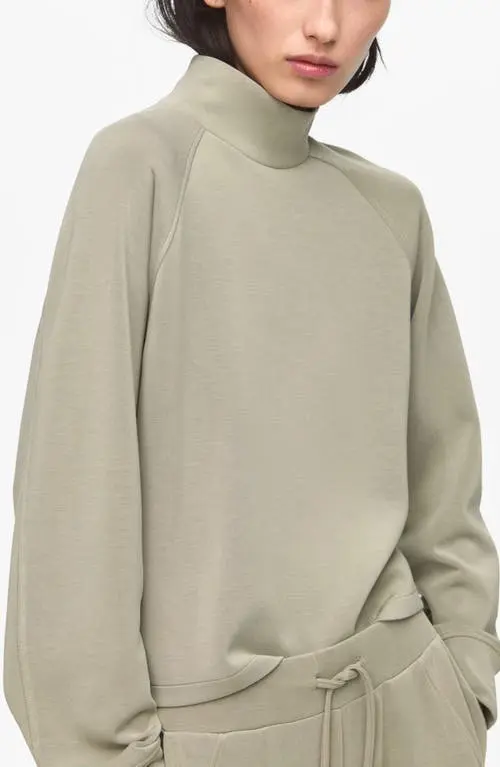 Mango Mock Neck Sweatshirt - Khaki Green