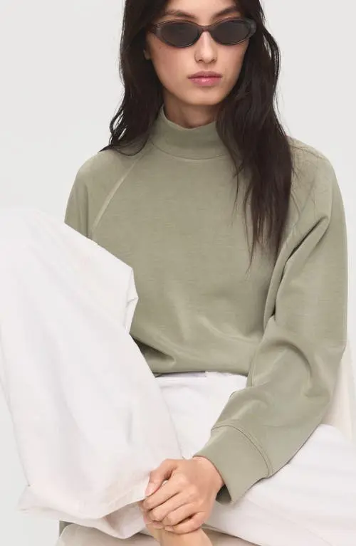 Mango Mock Neck Sweatshirt - Khaki Green