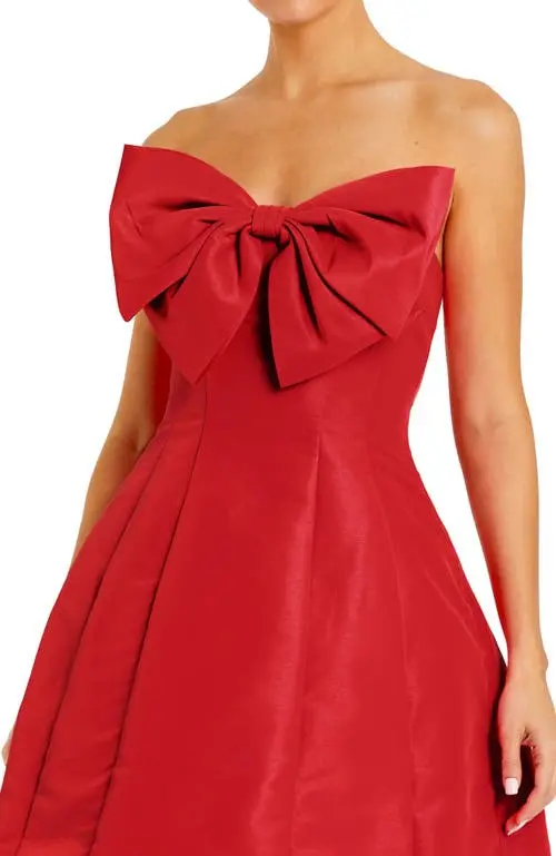Mac Duggal Strapless Fit & Flare Mini Dress With Bow - Red