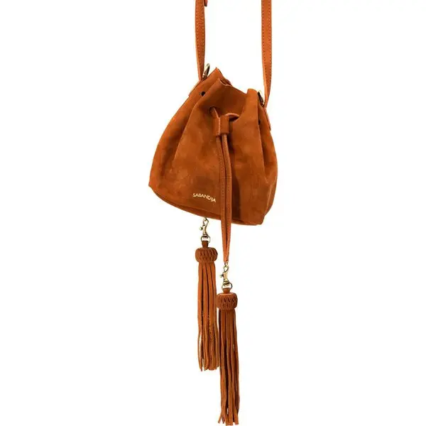 SABANDIJA Lechuza Suede Crossbody Bucket Bag - Terracota
