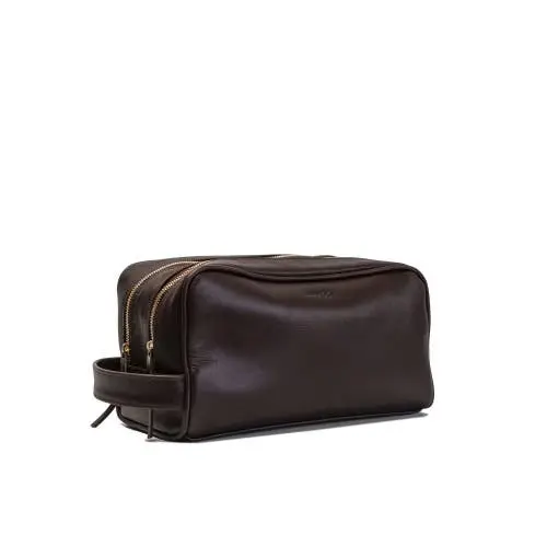 SABANDIJA Stalker Toiletry Bag In Genuine Leather - Black