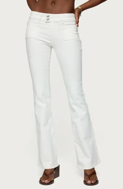 EDIKTED Mattea Patch Pocket Low-rise Flare Jeans - White