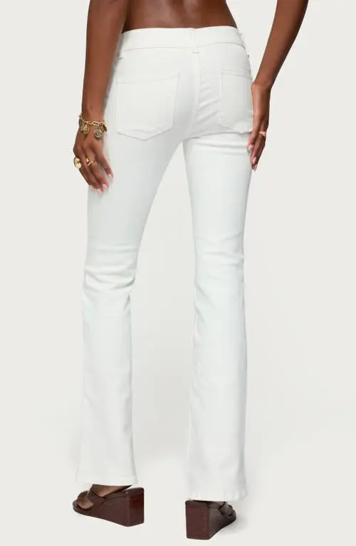 EDIKTED Mattea Patch Pocket Low-rise Flare Jeans - White