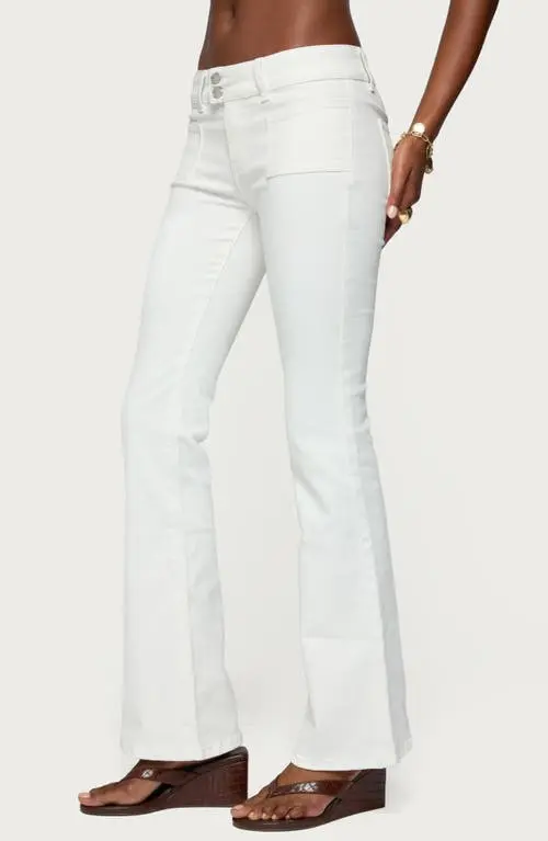 EDIKTED Mattea Patch Pocket Low-rise Flare Jeans - White