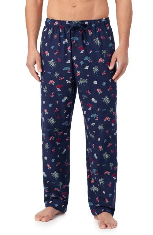 Tommy Bahama Cotton Flannel Drawstring Pajama Pants - Navy